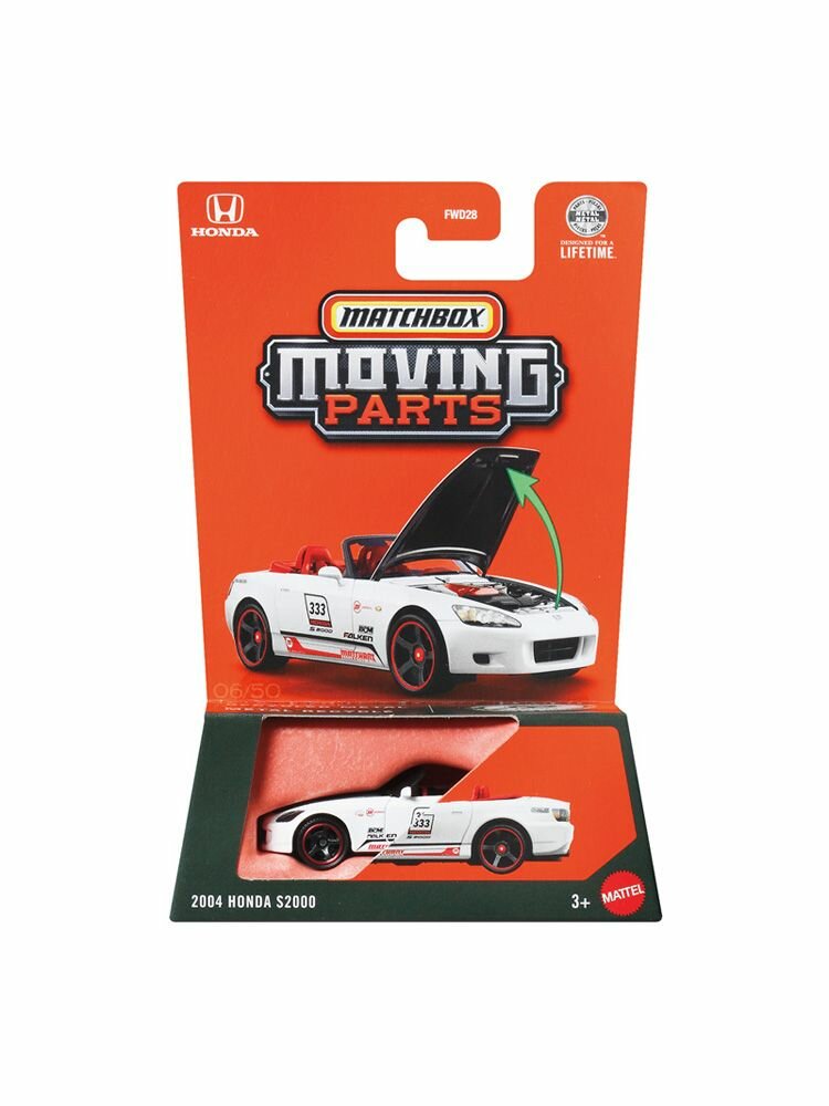Машинка Matchbox 2026 FWD28 Moving Parts 1/64 Diecast Scale Model Car 2004 Honda S2000
