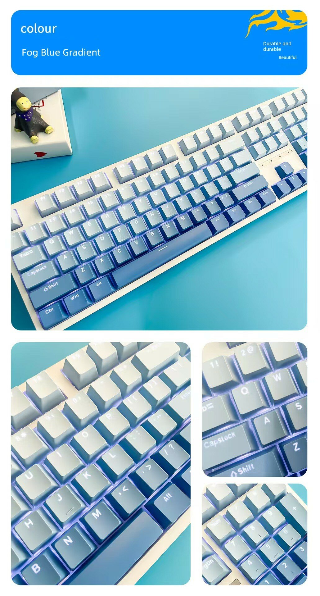 Градиентные полупрозрачные кейкапы для механической клавиатуры, PBT, OEM, цвет «румяна», простые градиентные кейкапы,