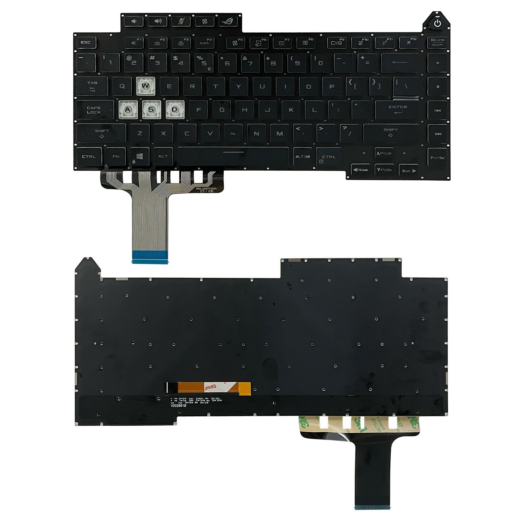 Клавиатура для ноутбука ASUS TUF Gaming G513/G533 с цветной подсветкой, полноразмерная, оригинальная