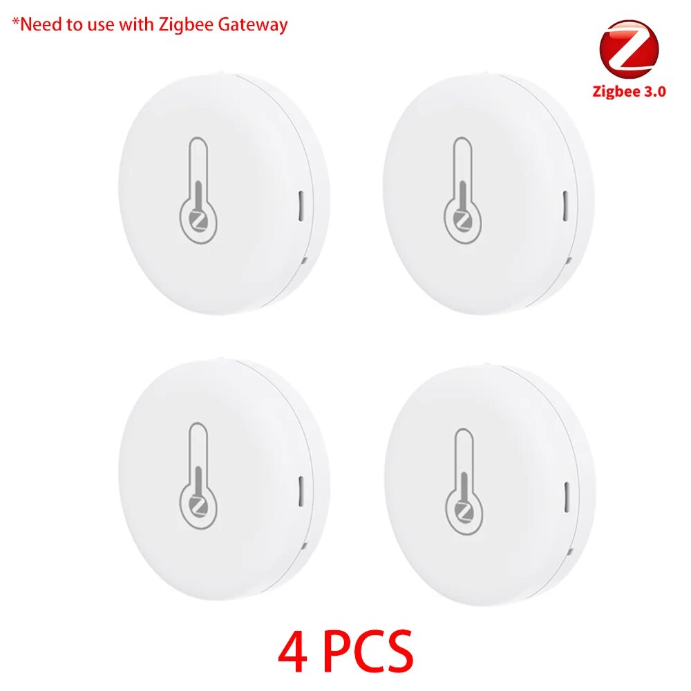 Датчик температуры и влажности Zigbee 3.0, 4 шт.