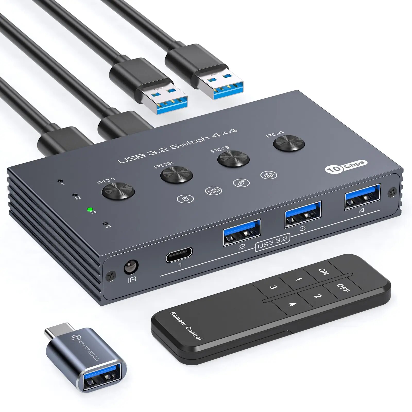 AIMOS USB 3.2 Переключатель 4 Порта 4 Компьютера USB 3.2 Switch