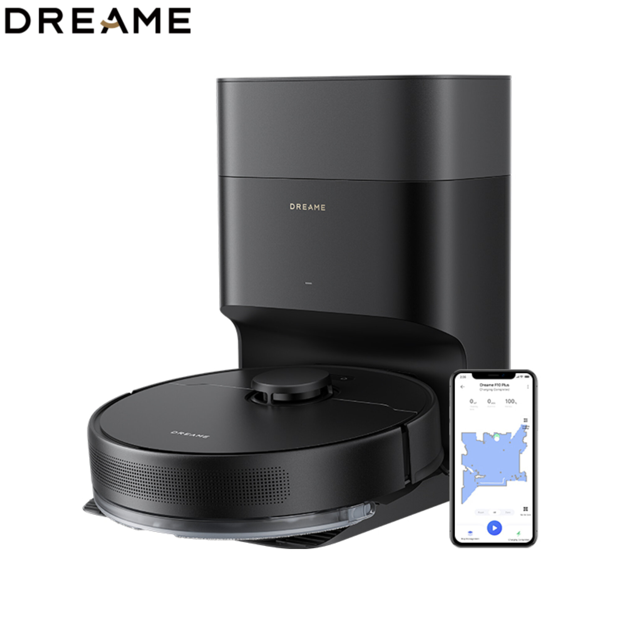 Dreame F10 Plus — мощный робот-пылесос 13 000 Па с аккумулятором 5200 мА·ч чёрный цвет