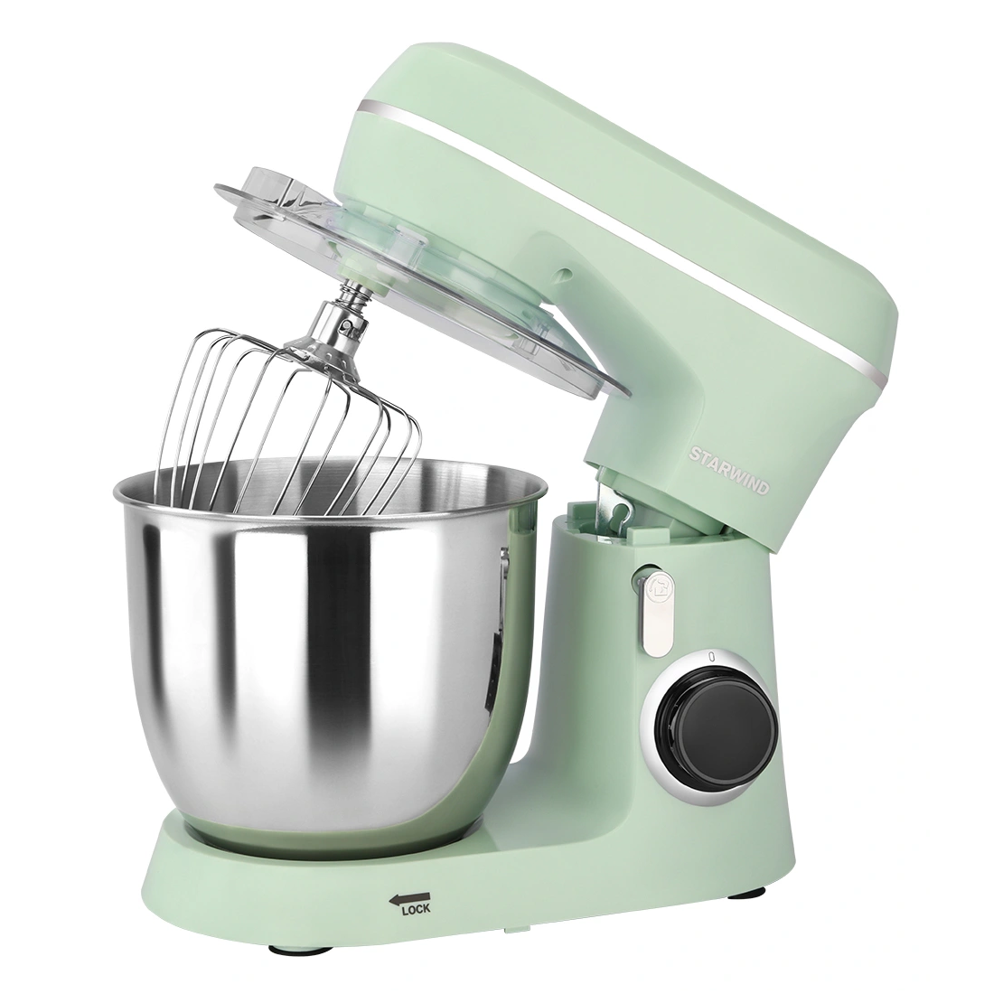 Планетарный миксер Starwind SPM6161, 1300 Вт, чаша 4.5 л, 10 режимов, импульсный режим, мятный