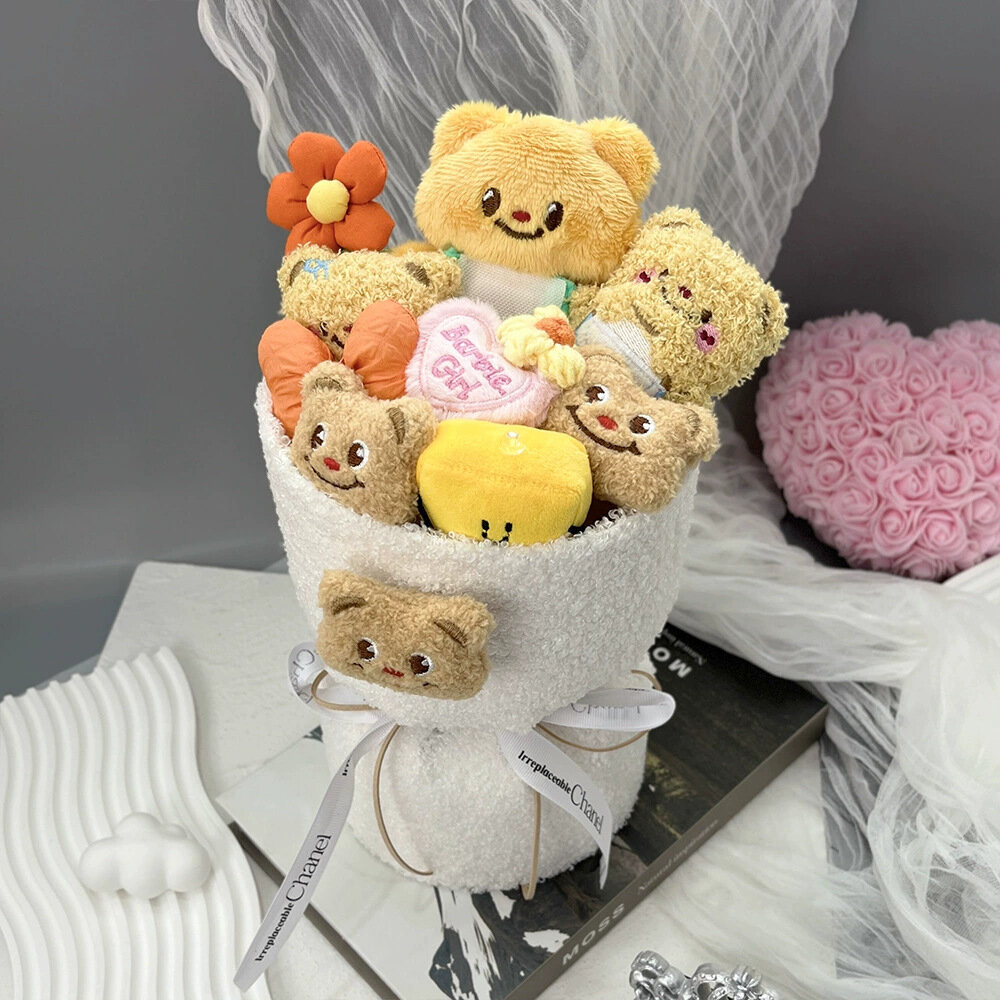Подарок на Международный женский день: букет из плюшевых игрушек «Масляный мишка», плюшевая игрушка, ведёрко для объятий, мультяшная кукла — для вашей девушки в Международный женский день или День богини.