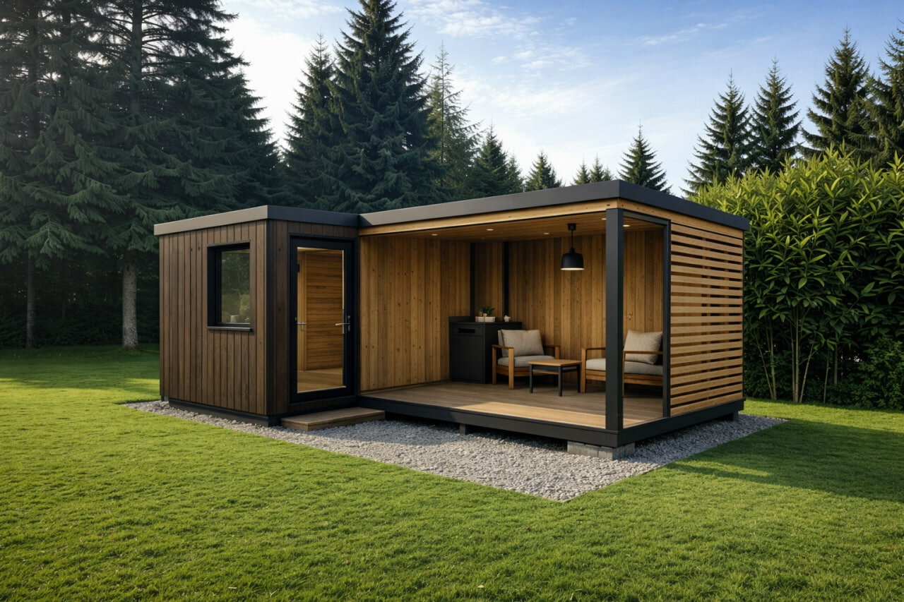 Беседка MODUL-GROUP "Двойная" 6,5*4 м под ключ, на заказ, цвет на выбор