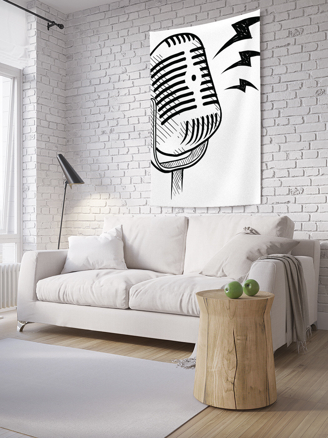 Вертикальное фотопанно на стену JoyArty "Ретро микрофон", из ткани, 100х150 см