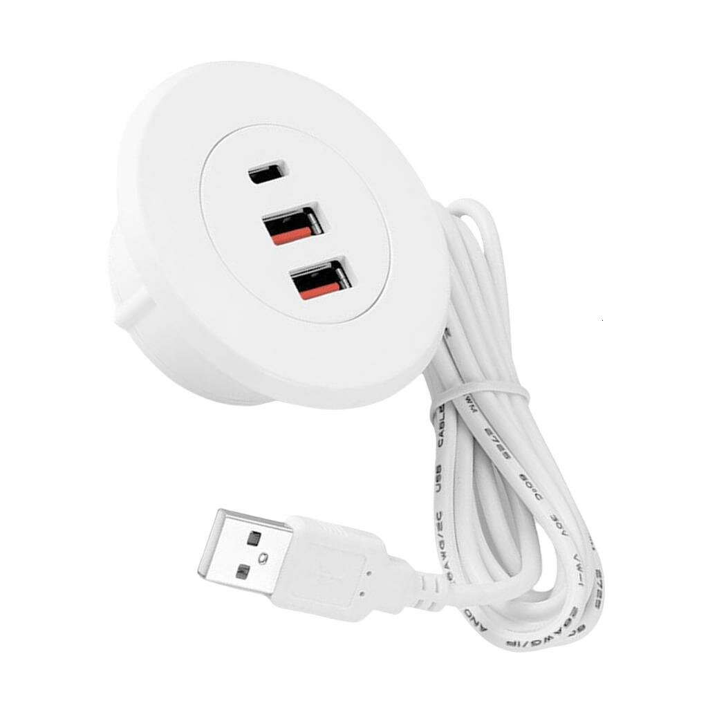 USB-C громмет для стола, 3 порта, Белый - EU