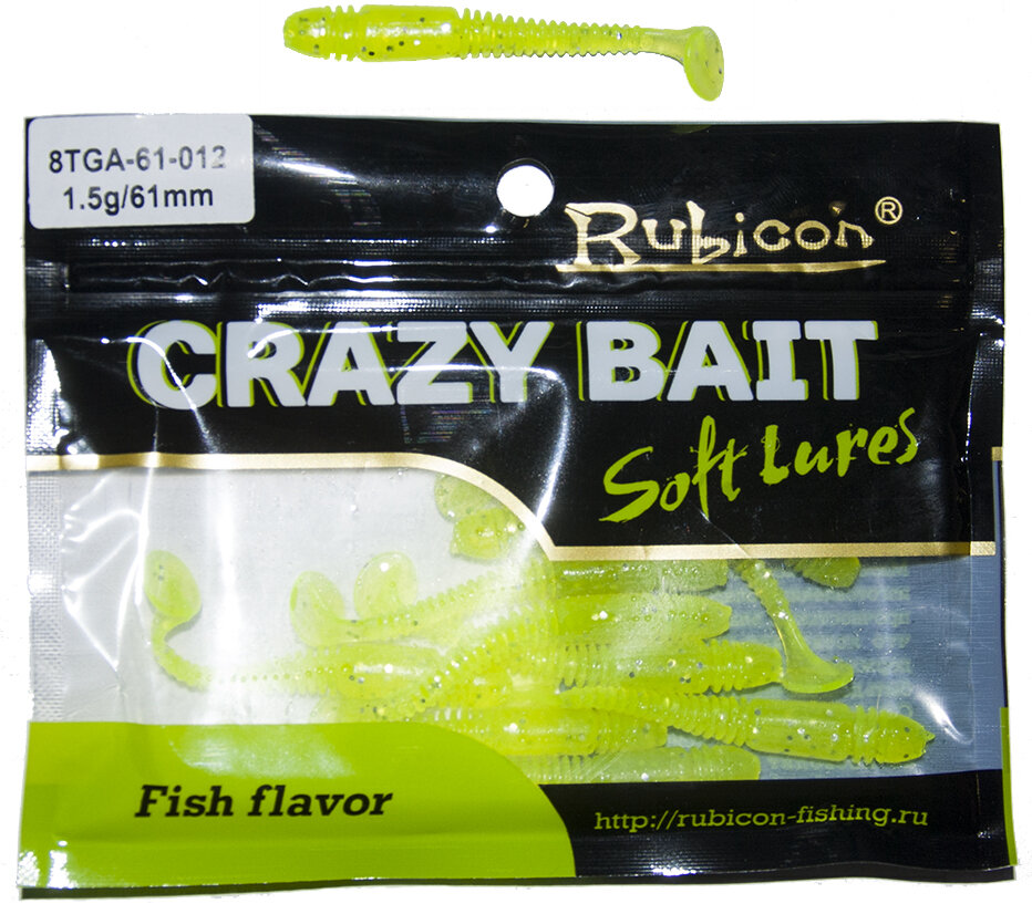 Съедобная силиконовая приманка RUBICON Crazy Bait TGA 1.5g, 61mm, цвет 012