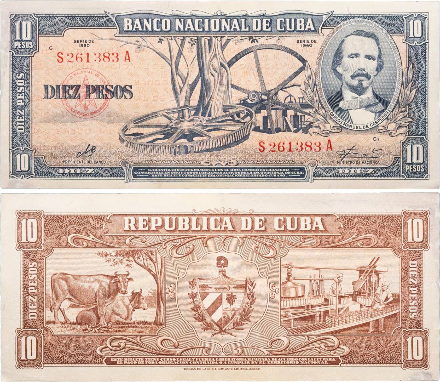 Куба 10 песо 1960 Pick 88c подпись Че Гивара