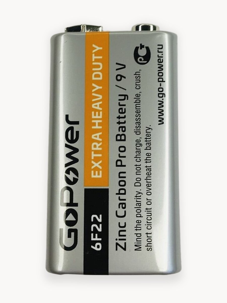 Батарейка Крона / 9V / 6F22 / 9 Вольт / GoPower