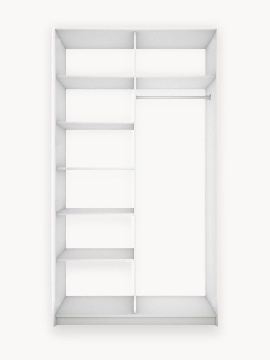 Модуль прямой с полками, 121x51x220, Мебельная компания Е1, Белый снег