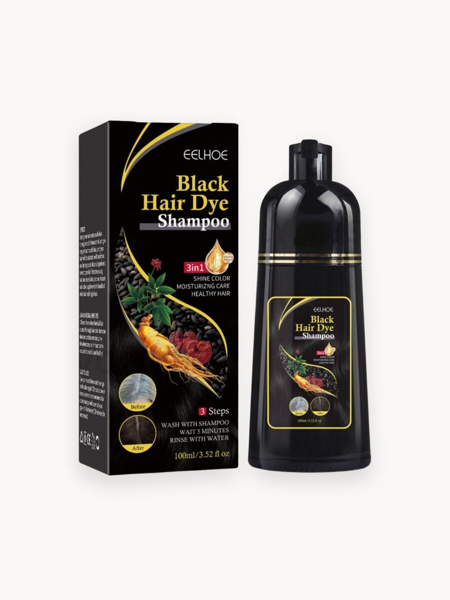Шампунь восстанавливающий черный цвет волос от седины. 3 в 1 м. ELHOE 500 ml.