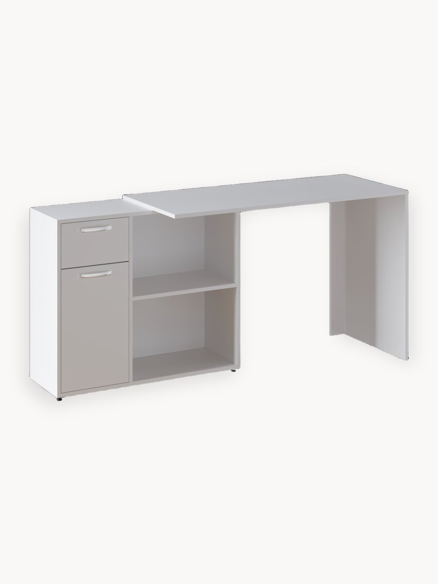 Стол угловой компьютерный «Mebel Market» с ящиками и тумбой для хранения; 115х50х73 см; цвет белый
