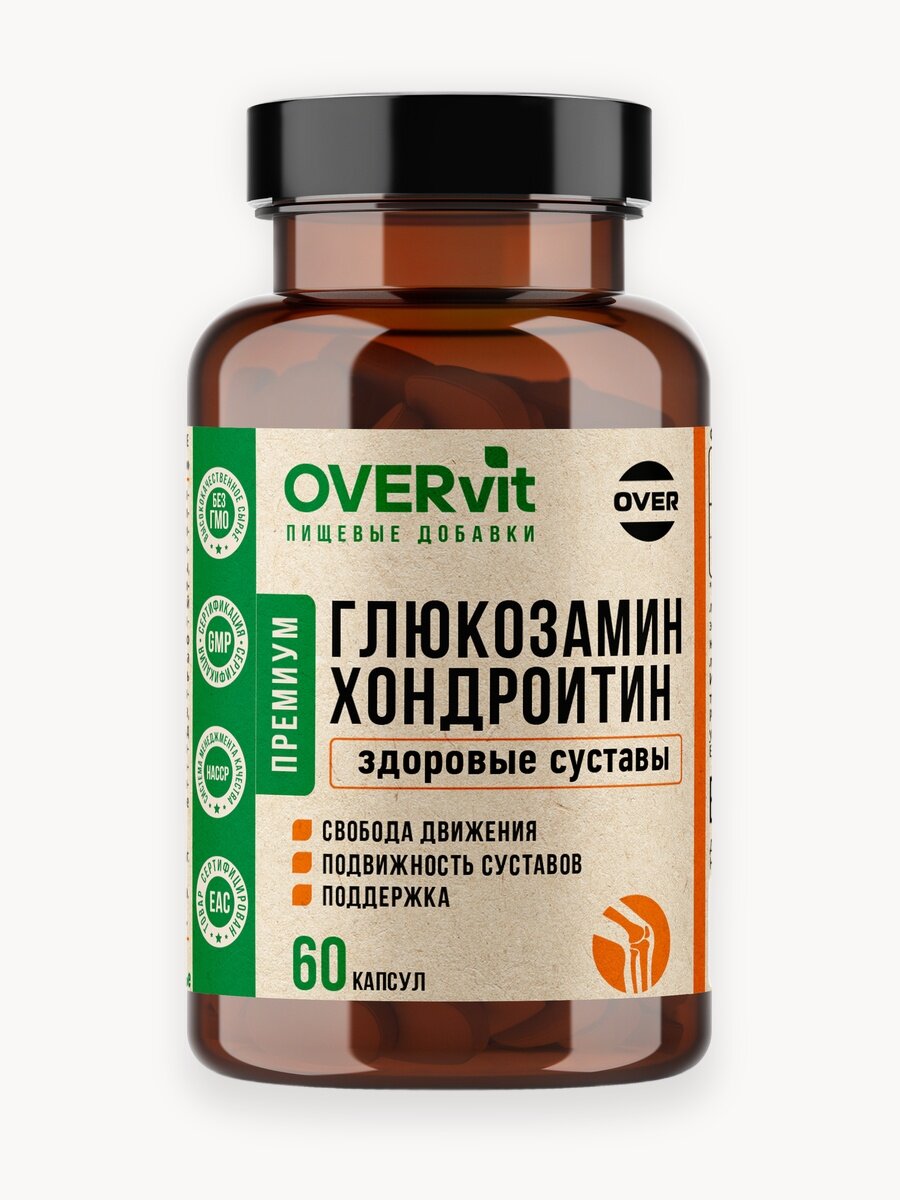 Для суставов, для связок, глюкозамин, хондроитин, хондропротектор, 60 капсул