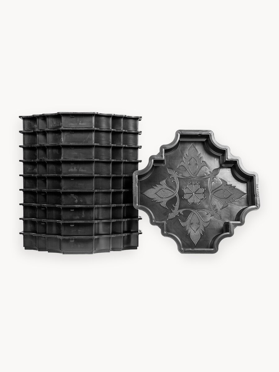 Формы для тротуарной плитки Клевер краковский гладкий большой (готовое изделие 290х290х40 мм), комплект-10шт.