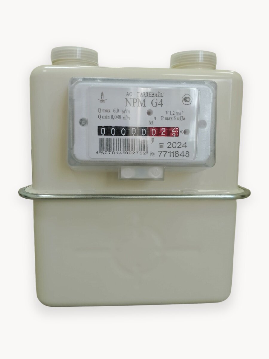 Счетчик газа Газдевайс NPM G4 левый, Движение газа слева направо, Межцентровое расстояние 110 мм, 2026 год