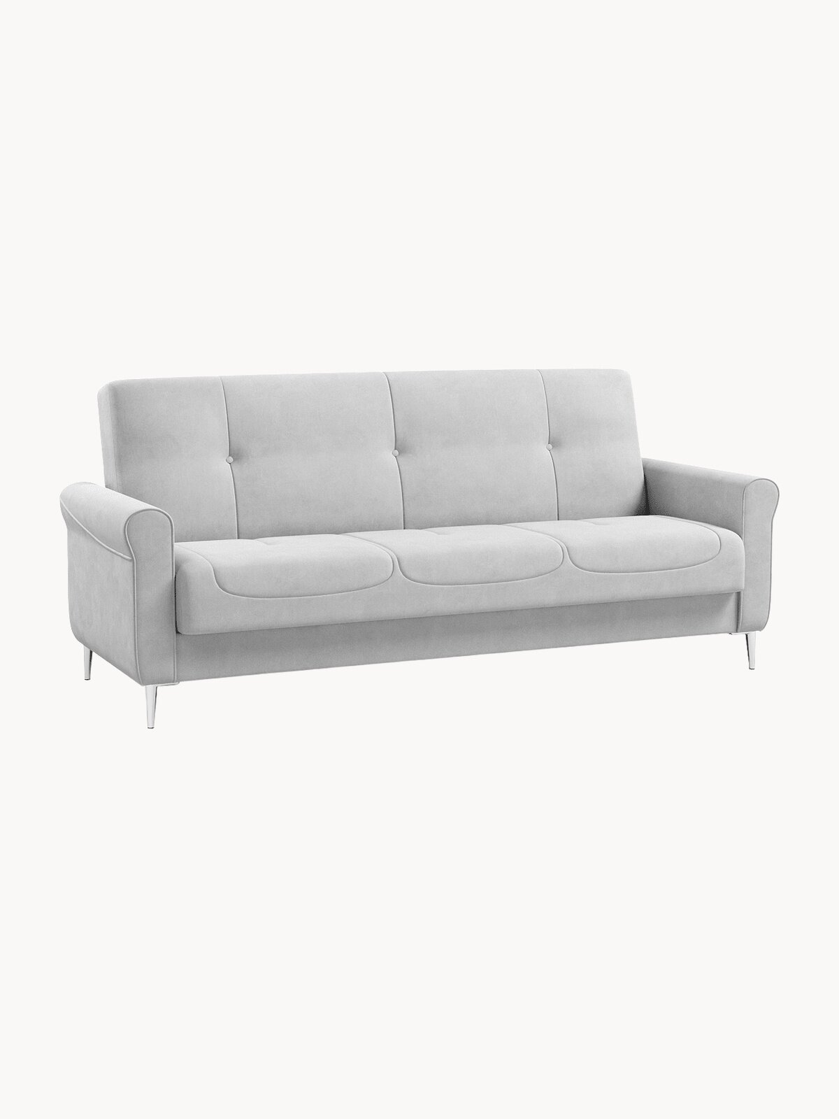 Диван раскладной Неаполь Велюр светло-серый / ножки - черные Djivani