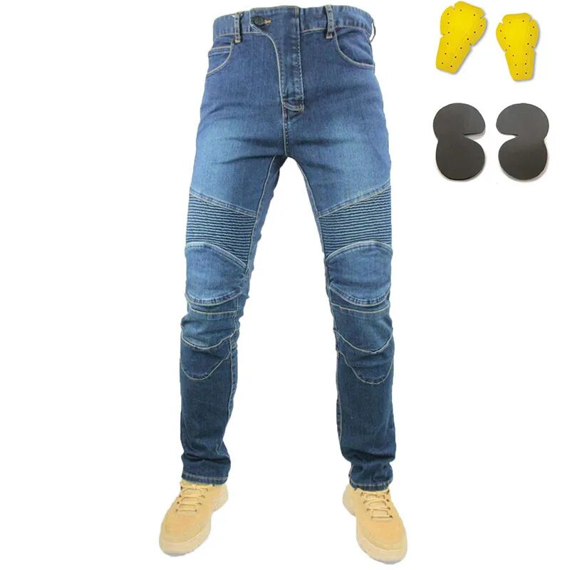 Мотобрюки XXXL, джинсовые, с защитой, blue with A