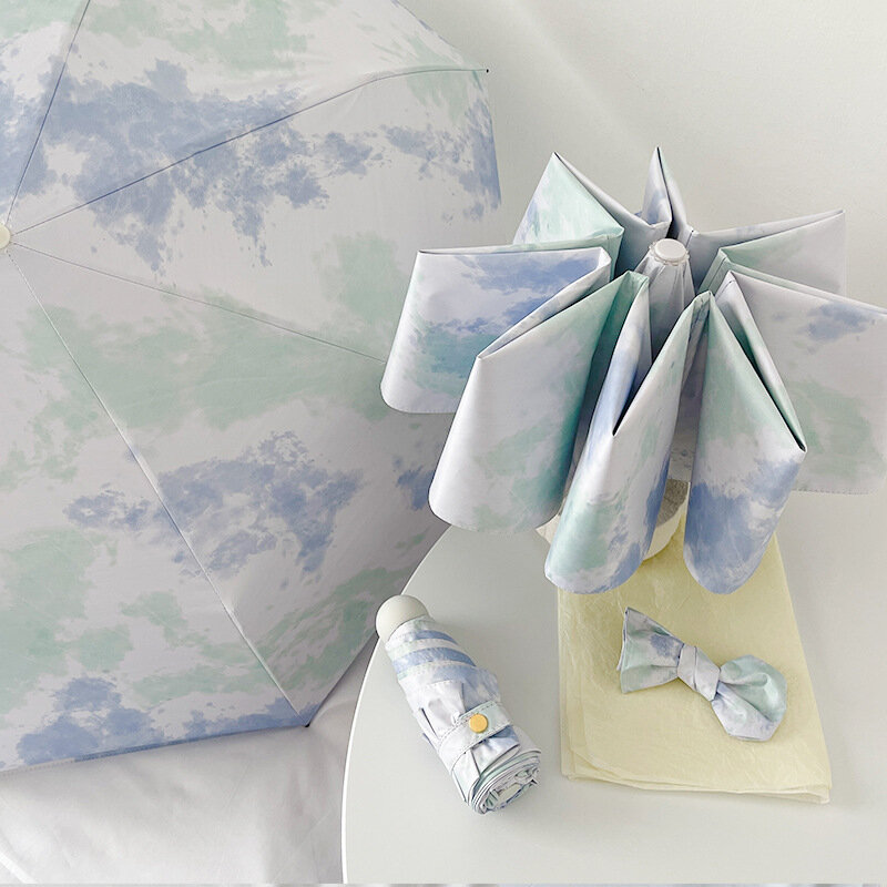 Японский и корейский автоматический зонт для женщин, свежий цветочный дизайн, зонт для защиты от солнца, двойное использование для солнца и дождя, черное покрытие, 50% off зонтов