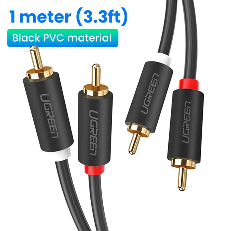 Аудиокабель UGREEN RCA 2RCA-2RCA 1m-3.3ft Black