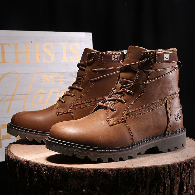 Полусапожки осенние и зимние высокие ботинки Martin мужские первый слой из коровьей кожи защитная обувь со стальным носком для защиты труда