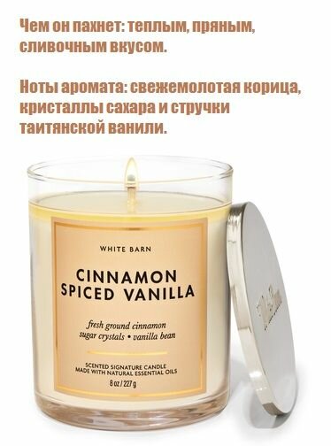 Bath And Body Works ароматическая свеча с 1 фитилем Cinnamon Spiced Vanilla (227грамм)