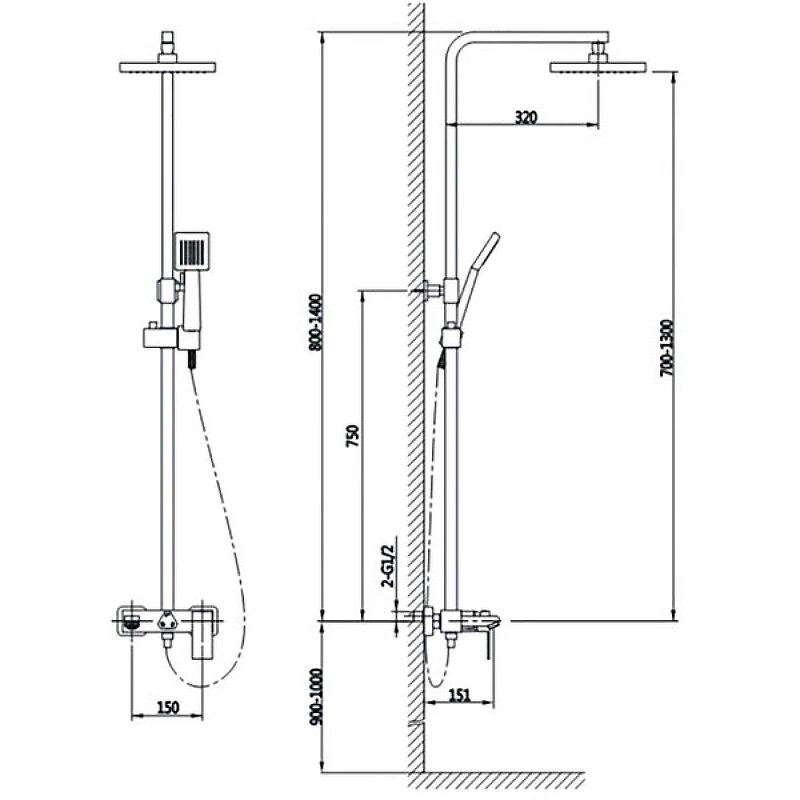 Душевая система Timo Briana SX-7130/03 Черный
