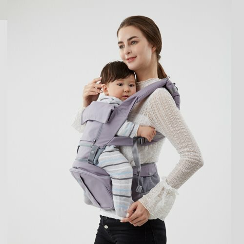 Хипсит с карманом под сиденьем, со спинкой на двух лямках, с сумкой для переноски Sinbii Premium Hipseat S-Pocket Set. Сиреневый