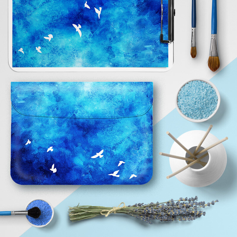 Защитный чехол-клатч-сумка для Apple MacBook Air 13 Early 2015 ( MJVE2 / MJVG2) 13.3 / Apple MacBook Air 13 Early 2014( MD760 / MD761) 13.3 из качественной импортной кожи (Море)