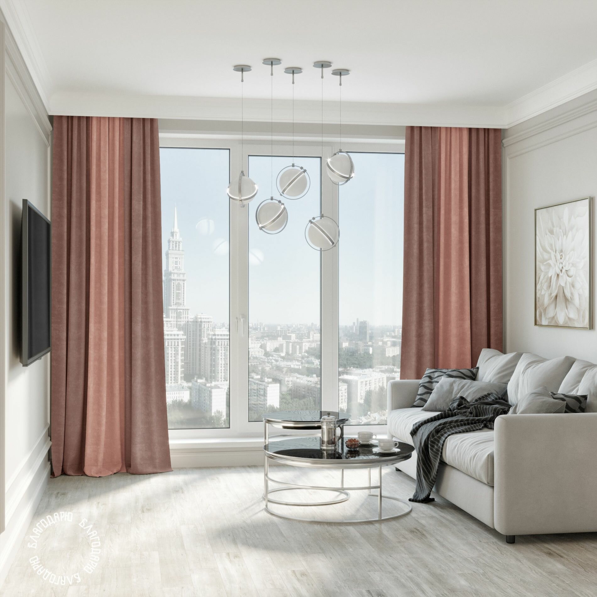 Комплект штор Вирга грязно-розовый-розовый S