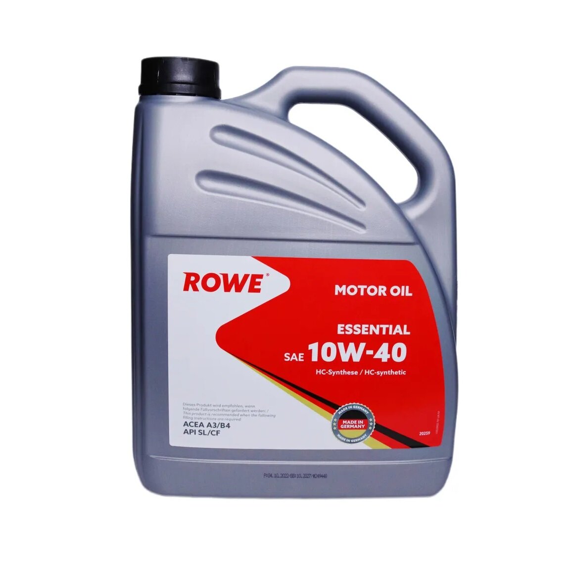 Моторное масло синтетическое ROWE ESSENTIAL SAE 10W-40, 4 литра канистра