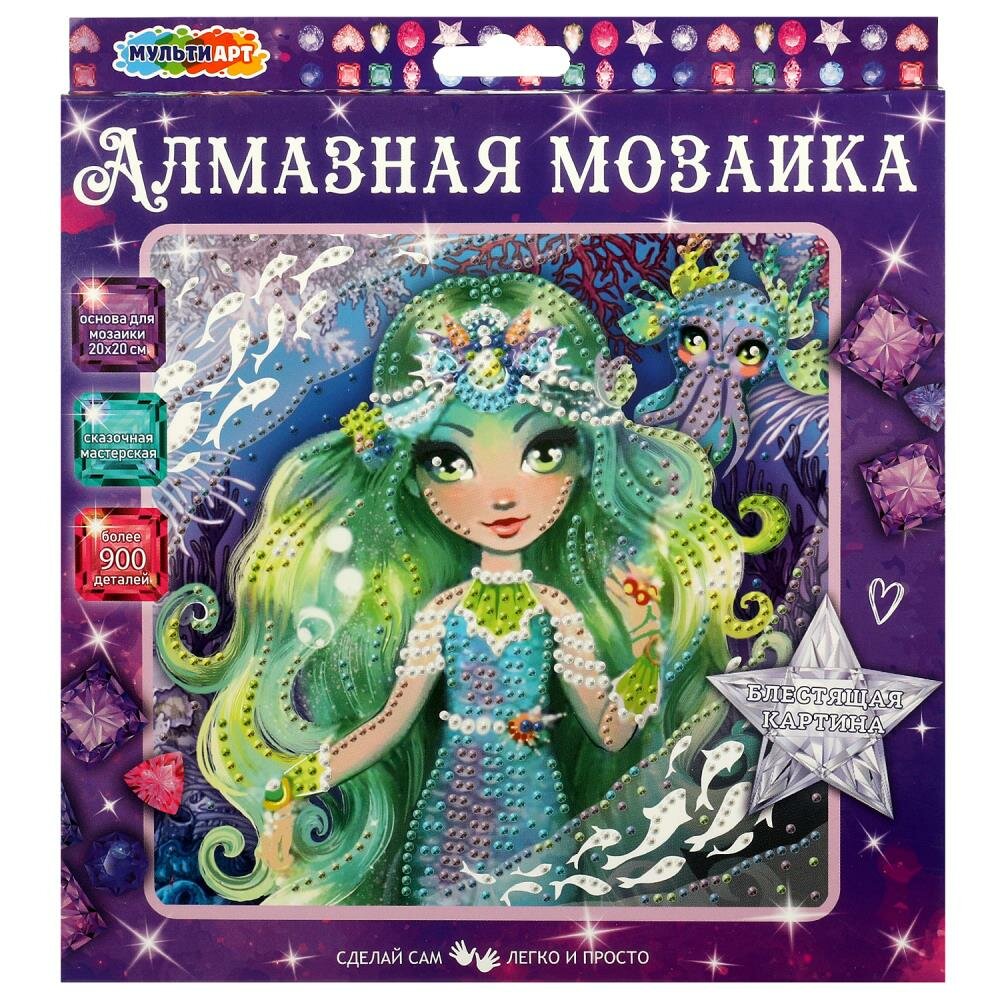 Алмазная мозаика Цветочная Фея, 20х20 см. MultiArt AM20X20-102681