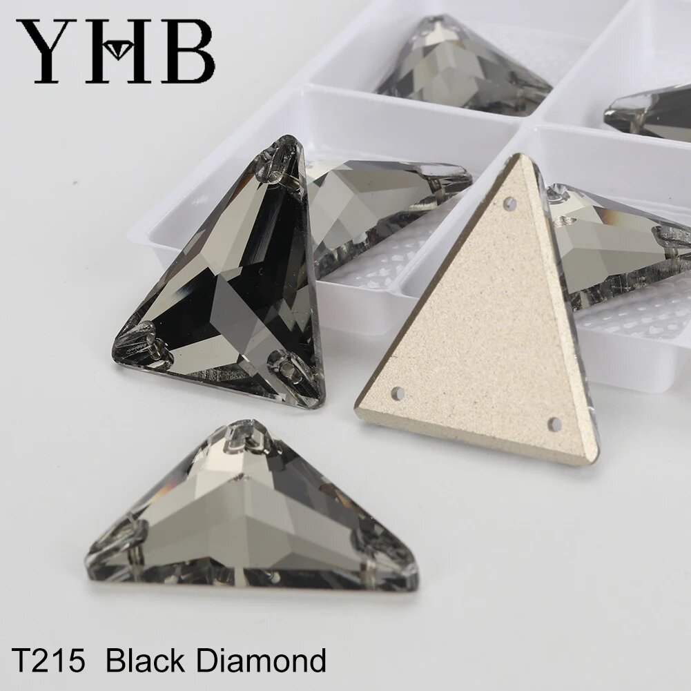 Стразы YHB стеклянные блестящие Серебряный, 15pcs 18mm 21mm, T215 Black Diamond