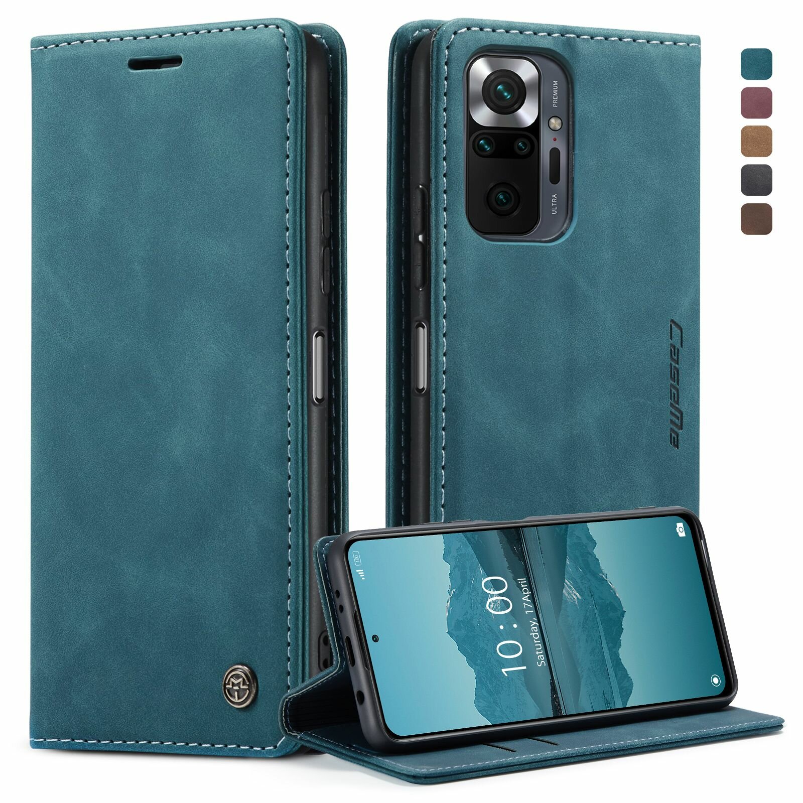 Кожаный чехол для Xiaomi Redmi Note 10 Pro 4G / Note 10 Pro Max /Сяоми Редми Ноут 10 Про, Ксиаоми Редми Нот 10 Про с визитницей из экокожи