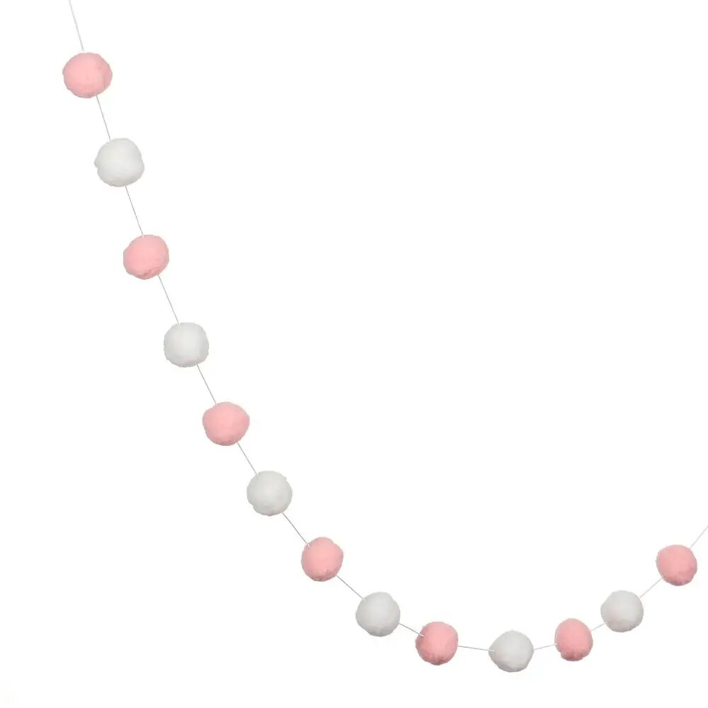 Фетровые шарики гирлянда для детской комнаты 2,5 метра Розовый, 03
