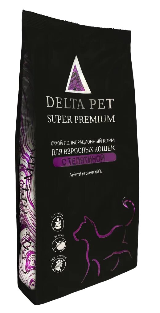 Беззерновой корм DeltaPet для взрослых кошек с телятиной 1.3кг