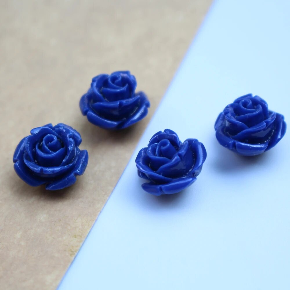 Искусственные коралловые бусины с розой Akusesari (10 шт) Синий, 12mm-10pcs, Cobalt blue