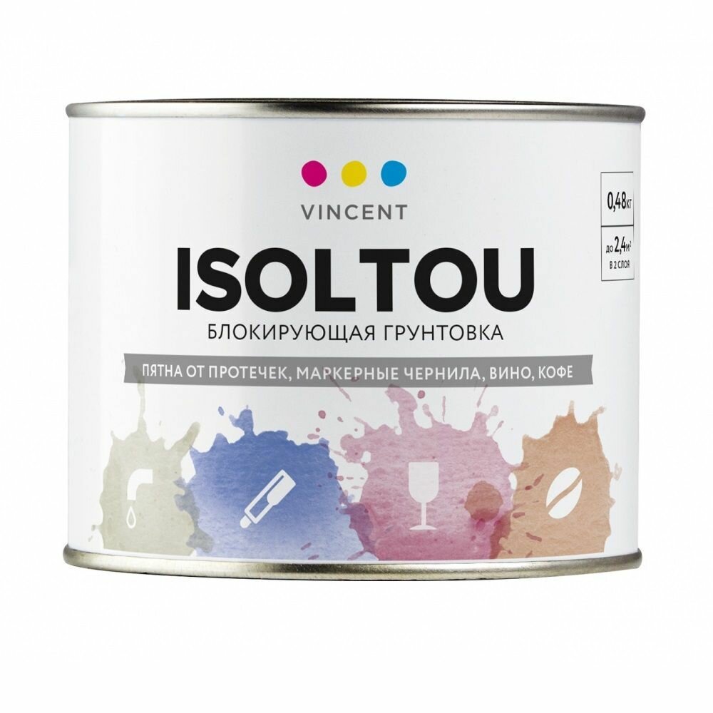 Грунтовка для блокировки бытовых пятен Vincent Isoltou (0,33л)