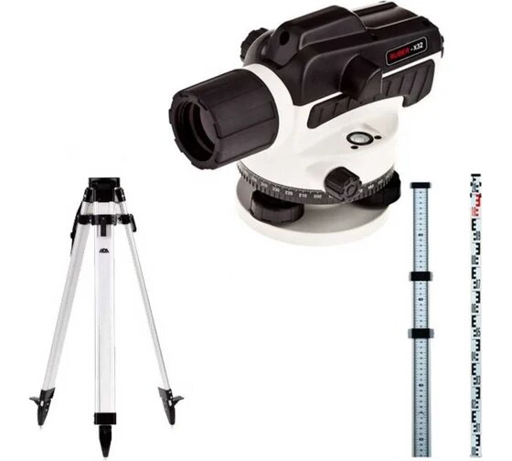 Комплект Нивелир ADA Ruber-X32 + Рейка ADA STAFF 3 + Штатив на клипсах ADA Light, шт
