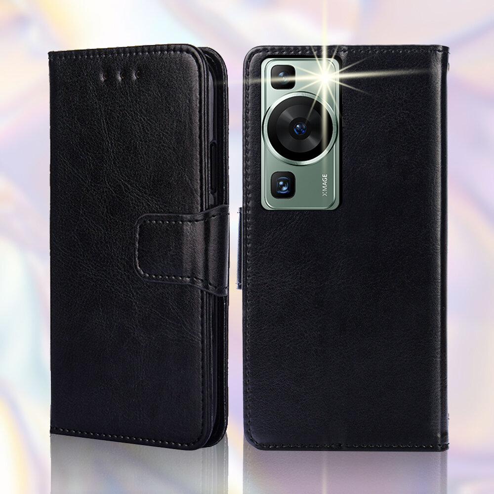 Чехол-книжка подходит для Хуавей P60/ P60 Про (на Huawei P60/ P60 Pro), противоударный с магнитом, с защита камеры,(черный)