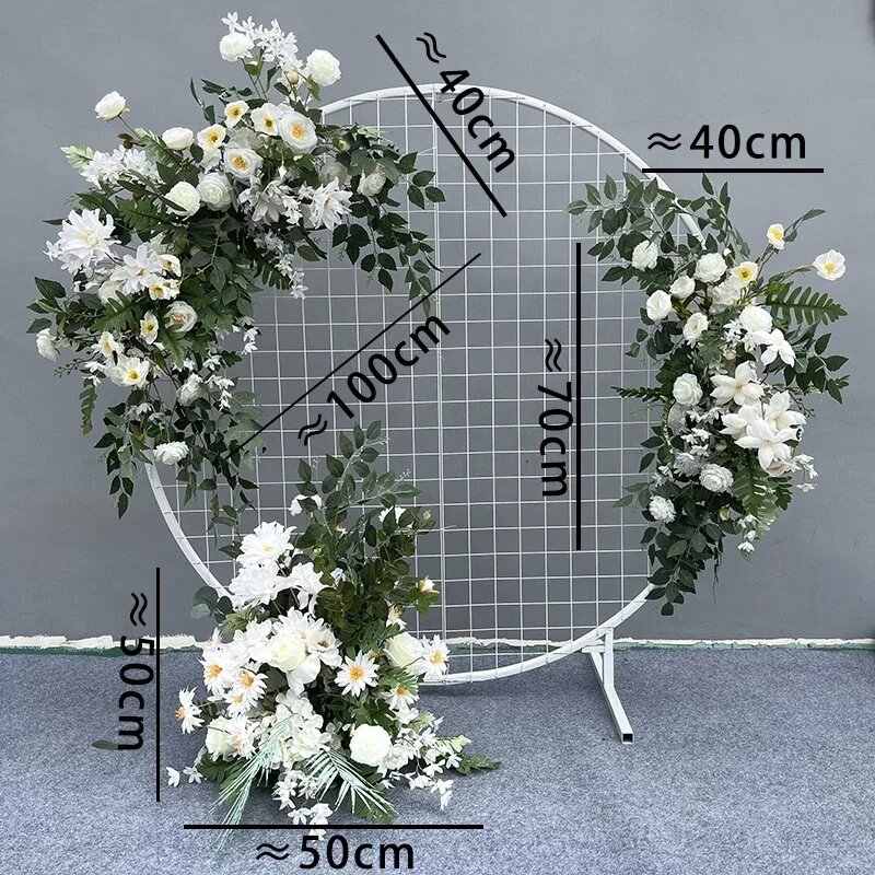 Искусственная цветочная арка из шелка Lucky flower Белый, Green suit