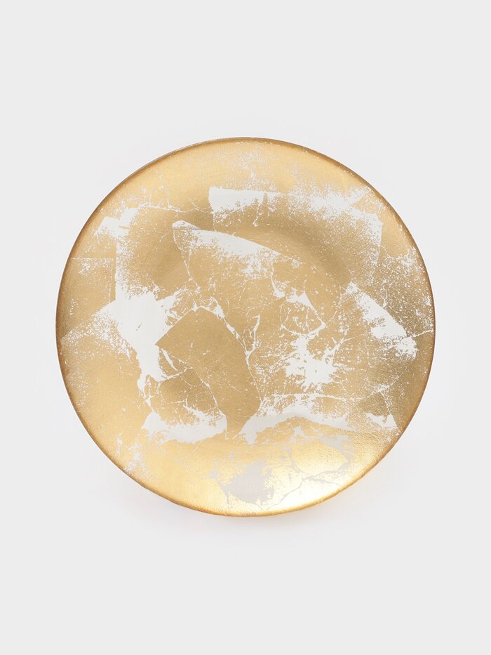 Тарелка для сервировки стола Magistro Gold Dust, d=21 см, стекло, золотистая
