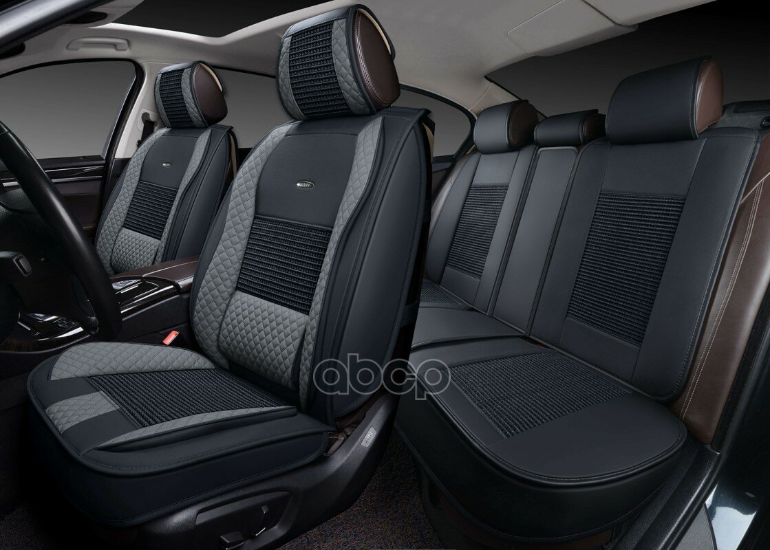 Накидка на сиденье "PSV" 3D Lint лен черный/серый (комплект на весь салон) PSV арт. 134265