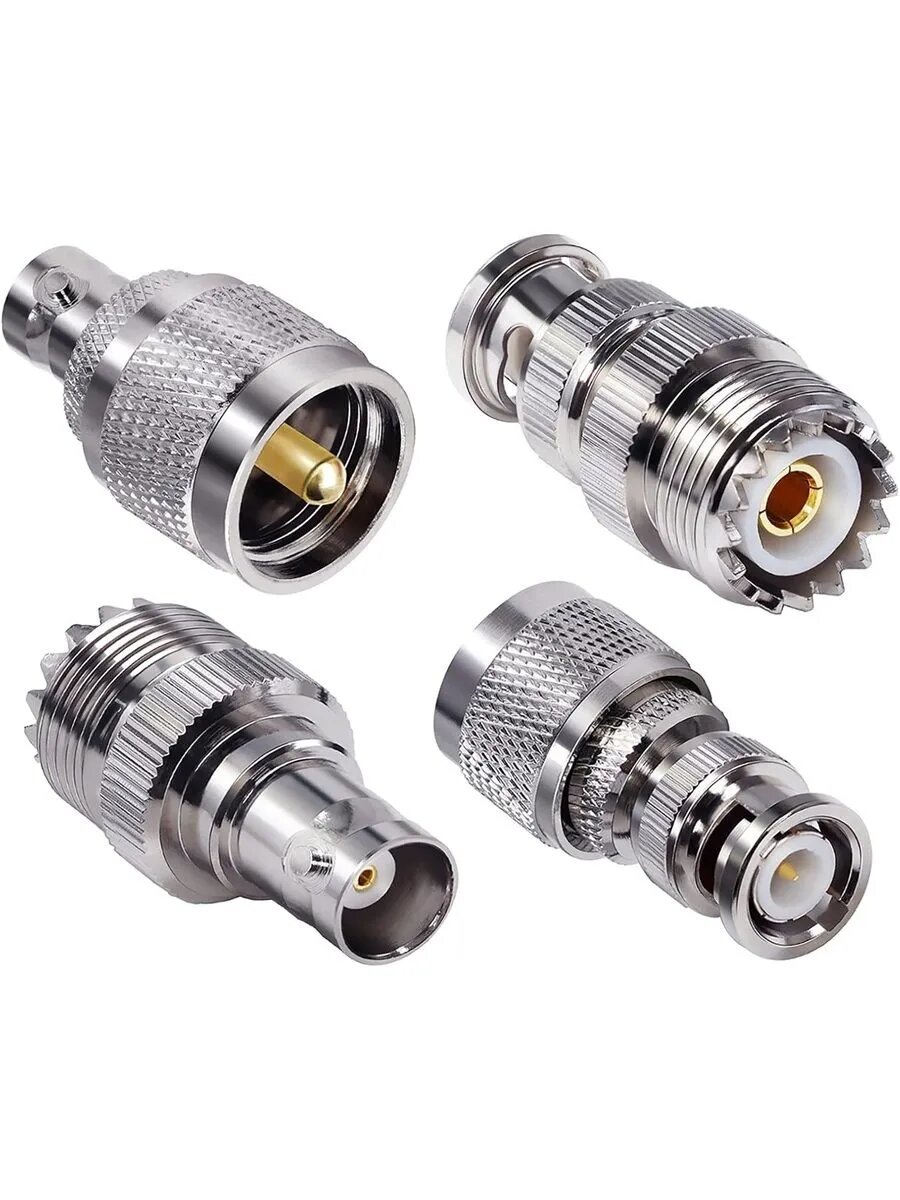 Адаптер PL259 SO239 в BNC, комплект коаксиальных разъемов для CB радио, антенны, удлинения коаксиального кабеля
