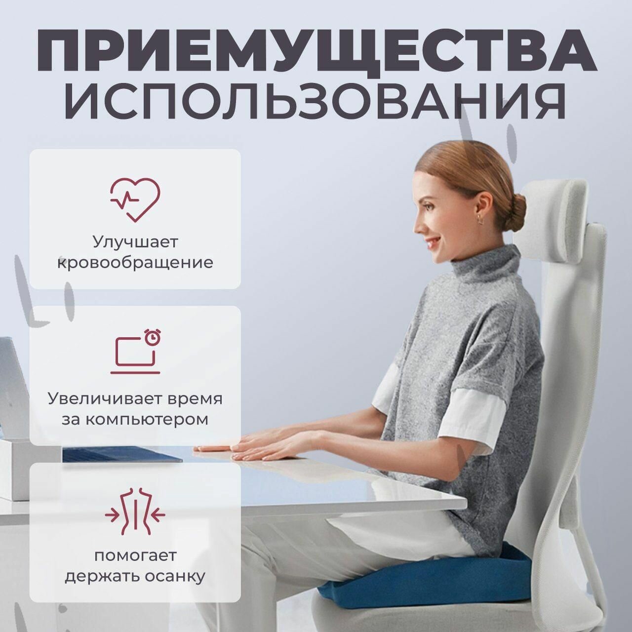 Ортопедическая Подушка , Memory Foam Delux, 35x45см, гипоаллергенна, съемный чехол — фото 1