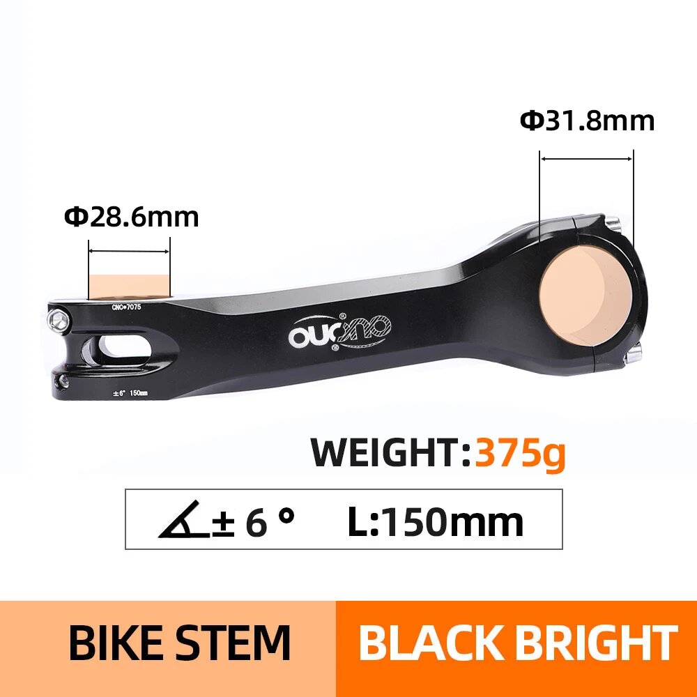 OUO 7075 алюминиевый вынос руля MTB 31,8 6/17° 160/170/180 мм 31.8x150mm stem 6