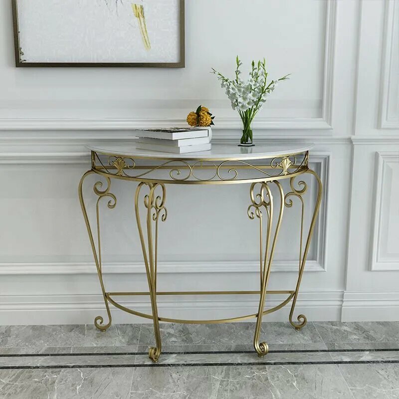 Консоль, 4 ножки, столешница фанера, цвет золотой, 78см x 35см x 80см