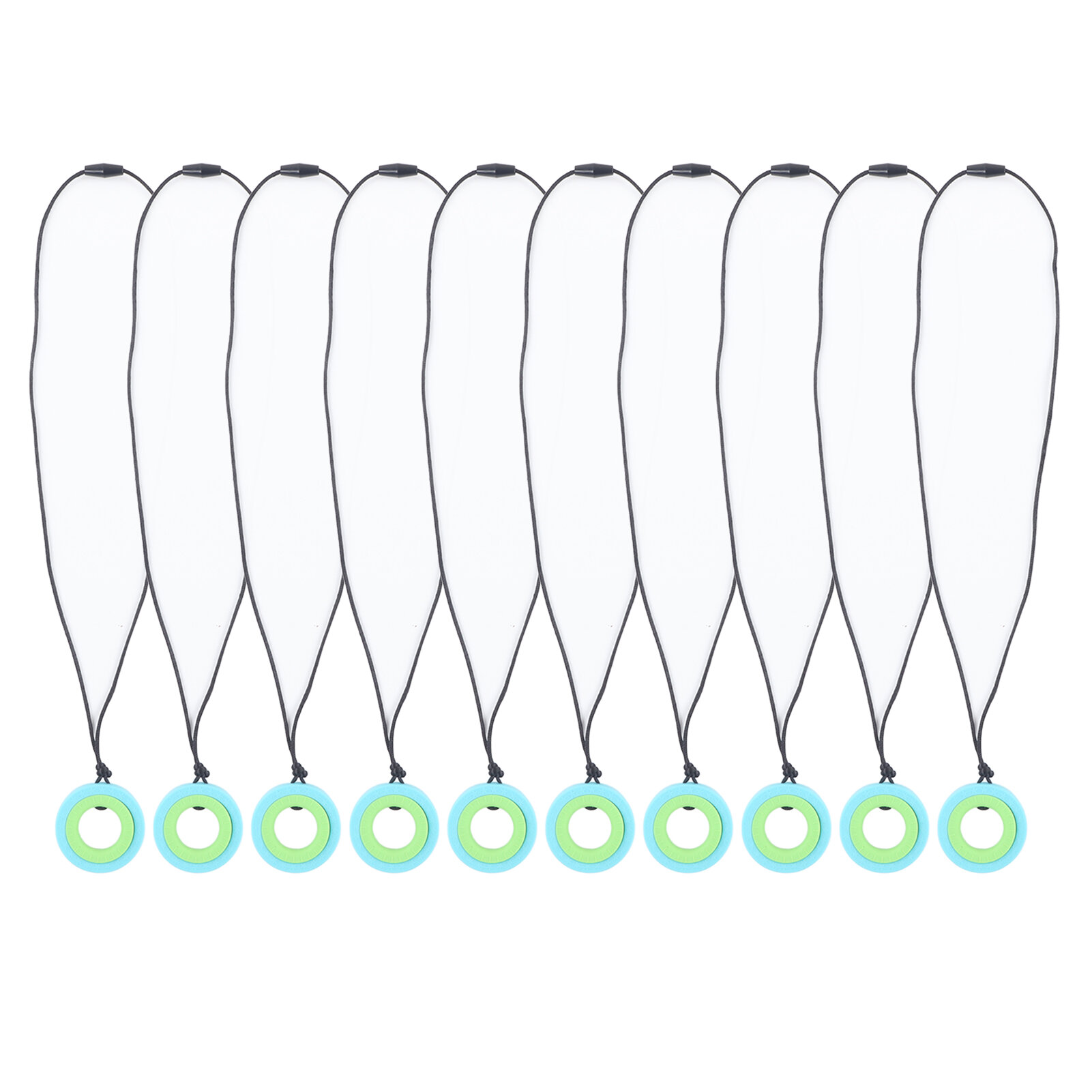 10 шт. жевательных сенсорных ожерелий, безопасных, мягких, силиконовых, для детей, кулон-подвеска для жевания, светло-голубого цвета.