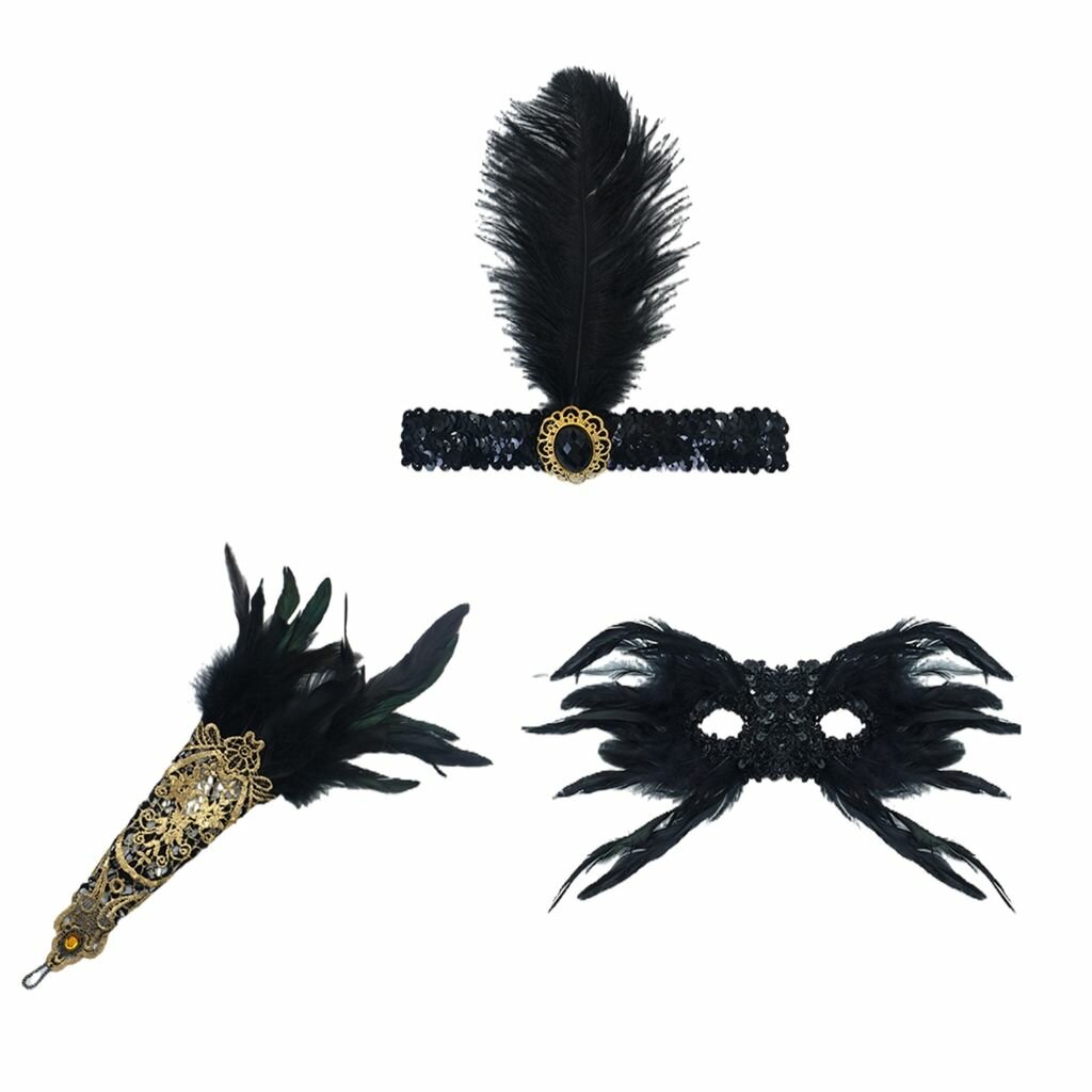 Набор аксессуаров в стиле 1920-х годов для маскарада (3 шт.)