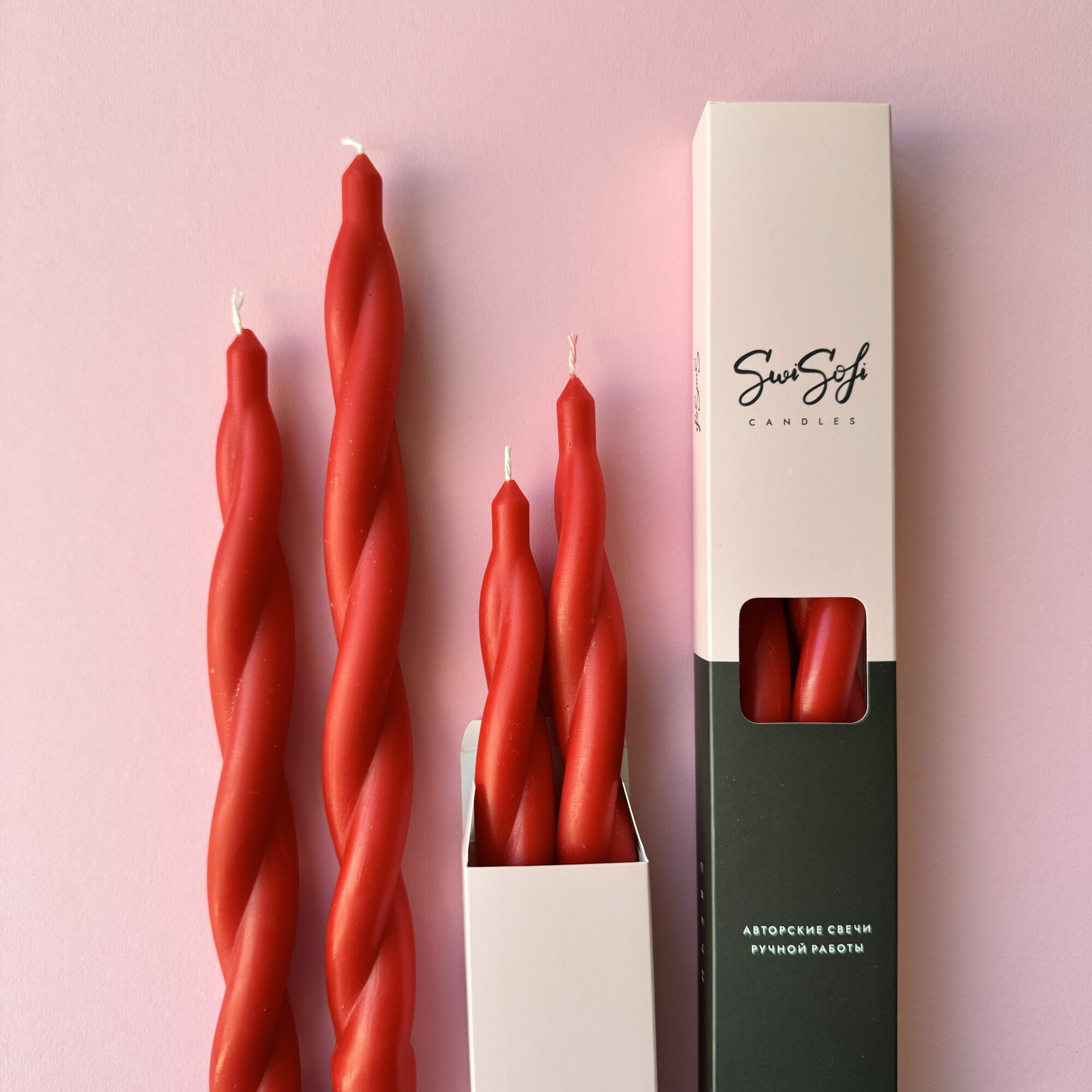 Длинные столовые свечи из натурального воска, 2 штуки, 29 см, в дизайнерской упаковке, бренд SWISOFI